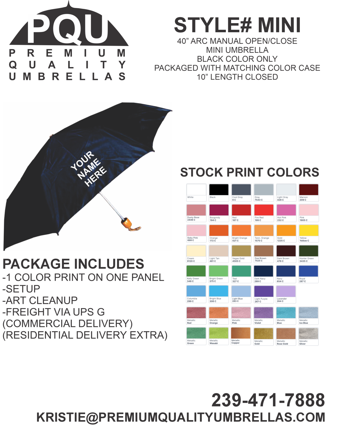 40″ Black Mini Promotional Giveaway Swag Bag Umbrellas - Premium ...